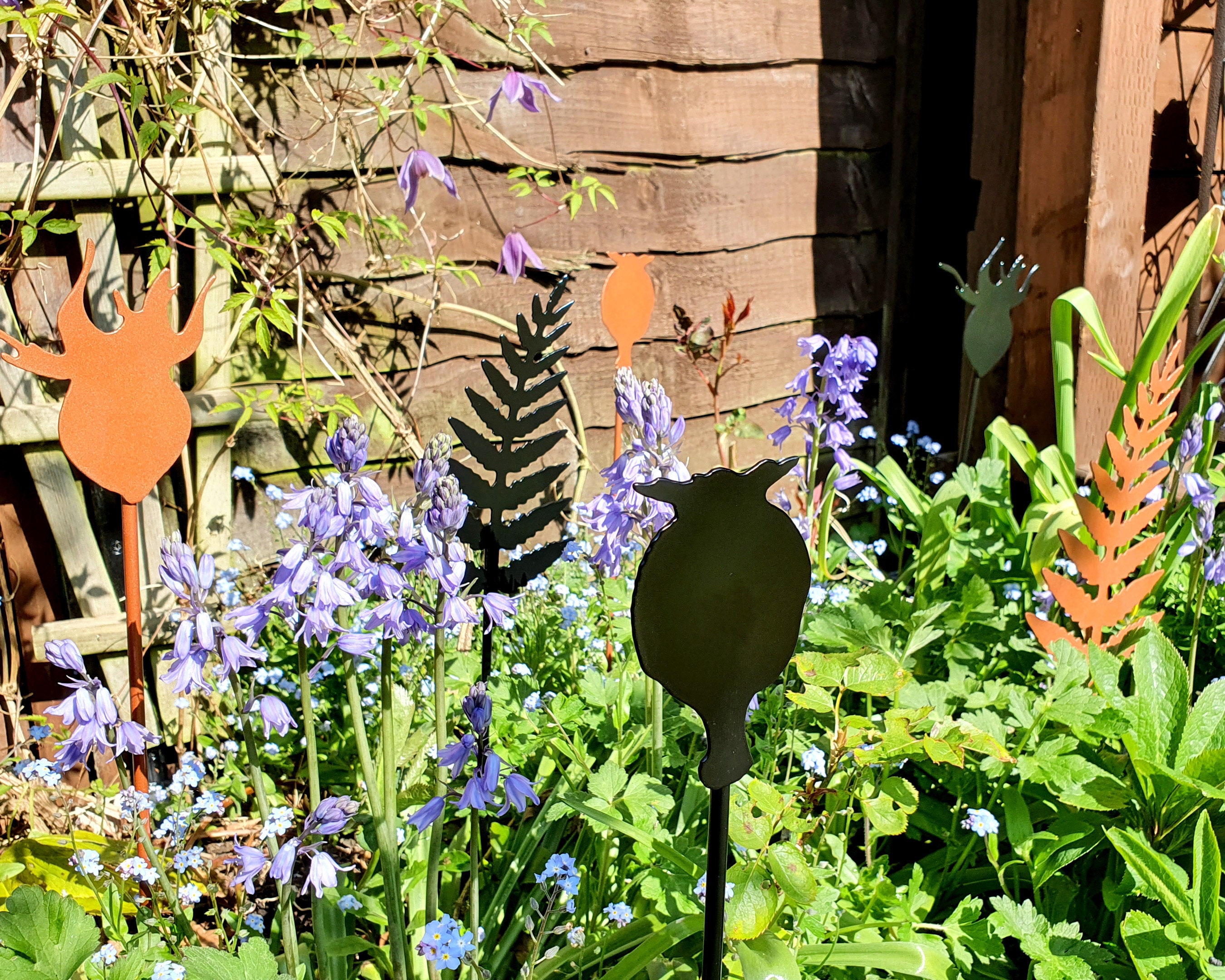 Rose Flower Metal Garden Stake - 20+ Colours, Decorative Garden Stake ...