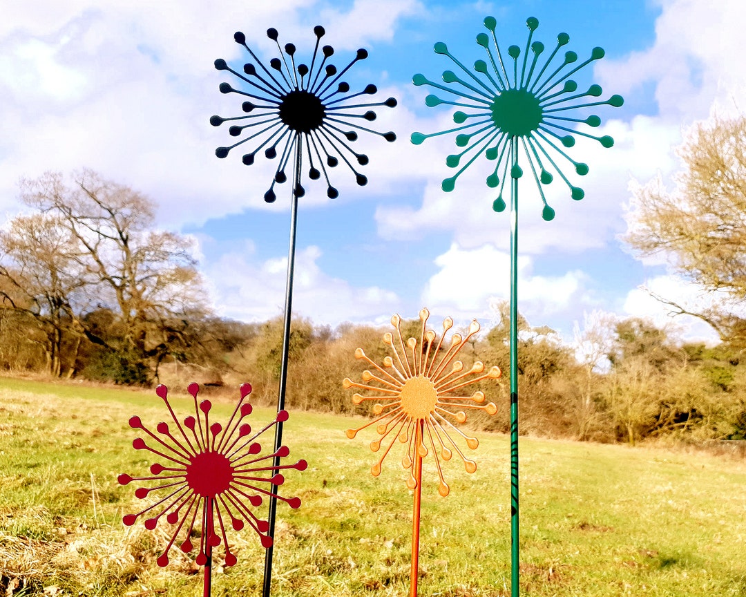 METAL ALLIUM, Allium Garden Seed Head Stakes, Rusty Flower Stake, Metal ...