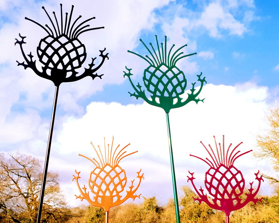 Thistle Garden Sculpture - Metal Thistle Gift, Flower Garden Decor ...