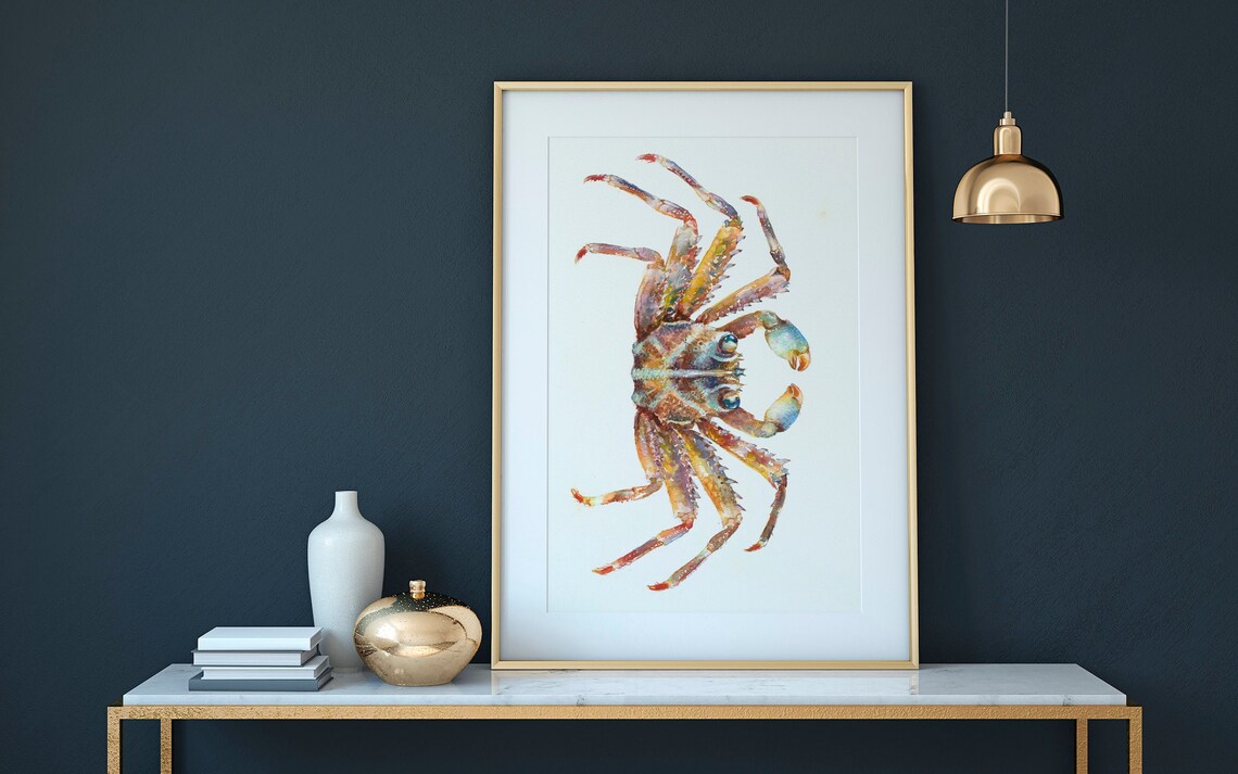 Crab Art Print. Watercolor Giclee Print. Sea Life Wall Decor. - Etsy