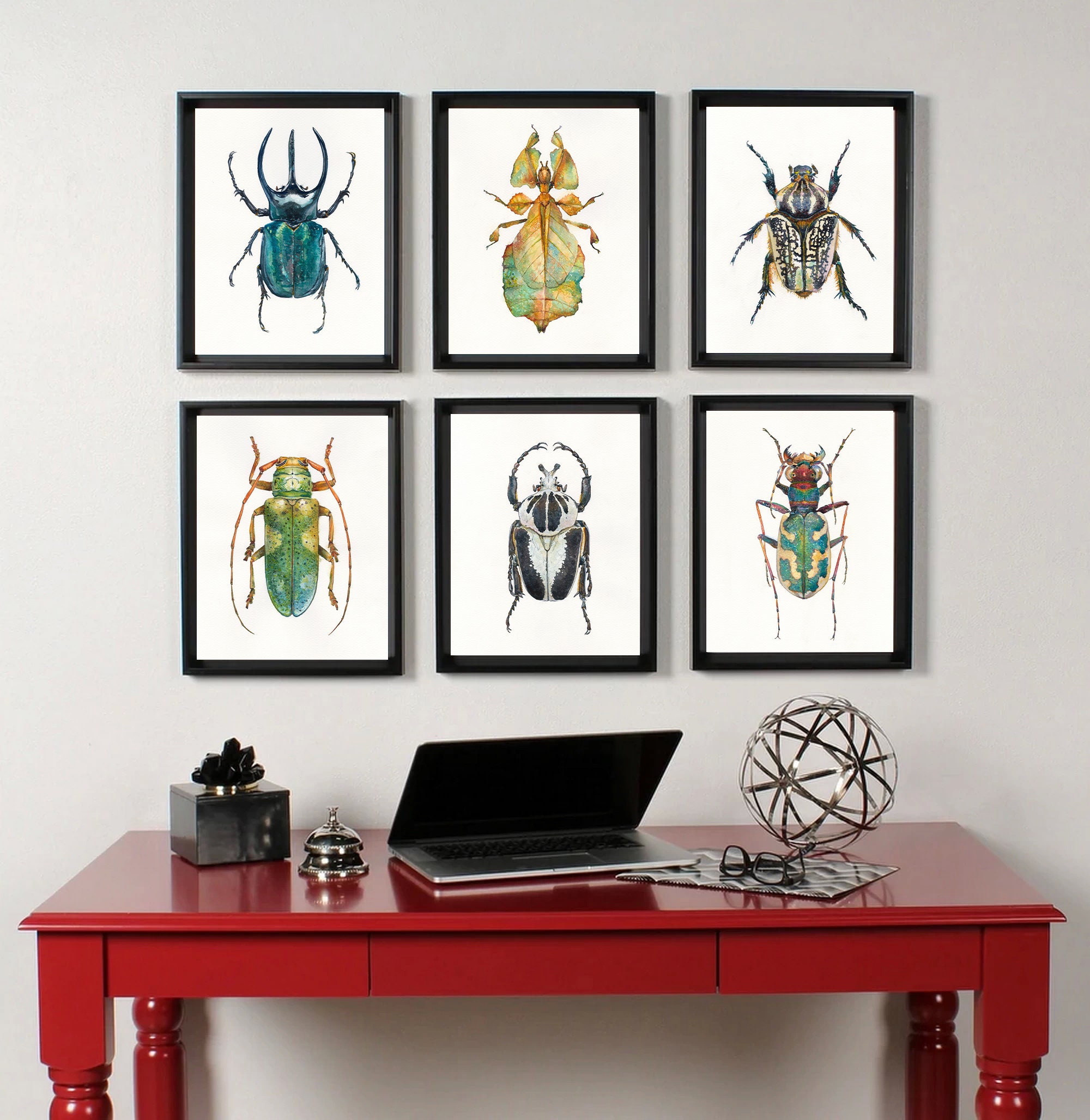 Beetles Art Prints Set van 6. Aquarel Bugs. Insecten Wall - Etsy Nederland