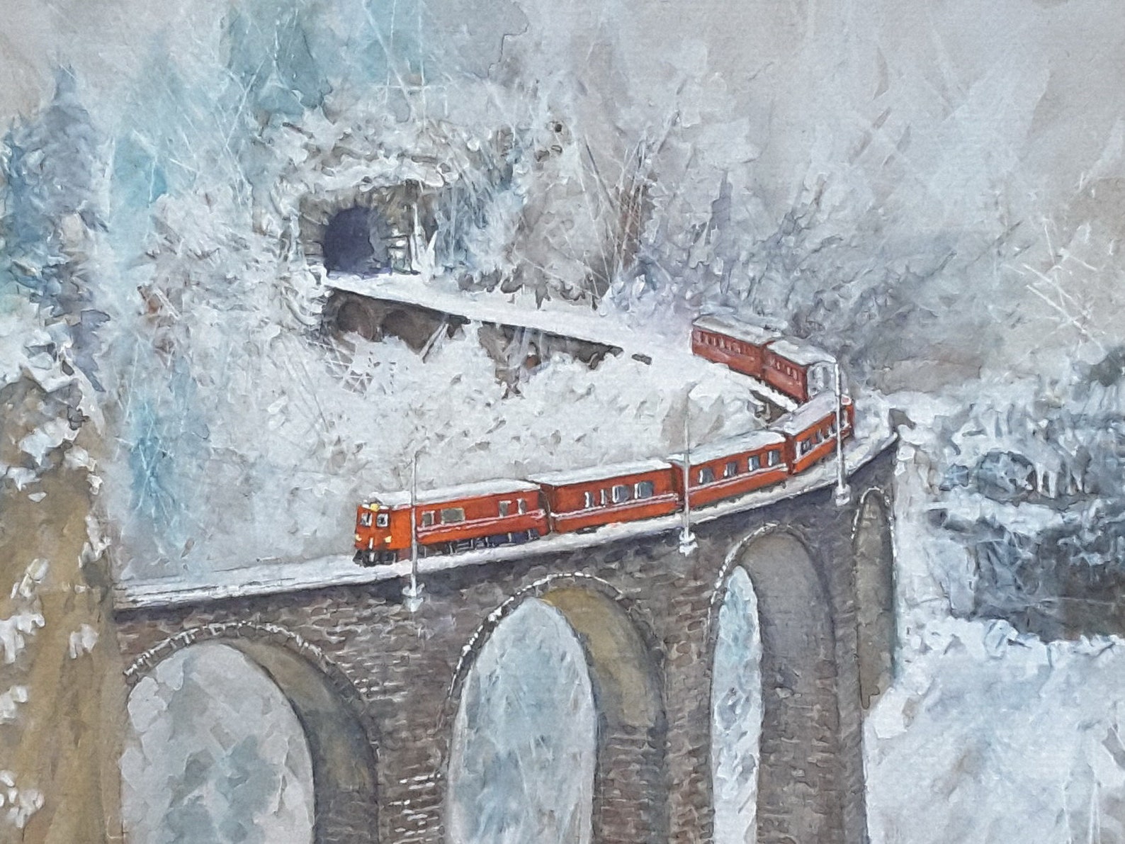 Bridge Art Print From an Original Watercolor Painting OVS. Red - Etsy