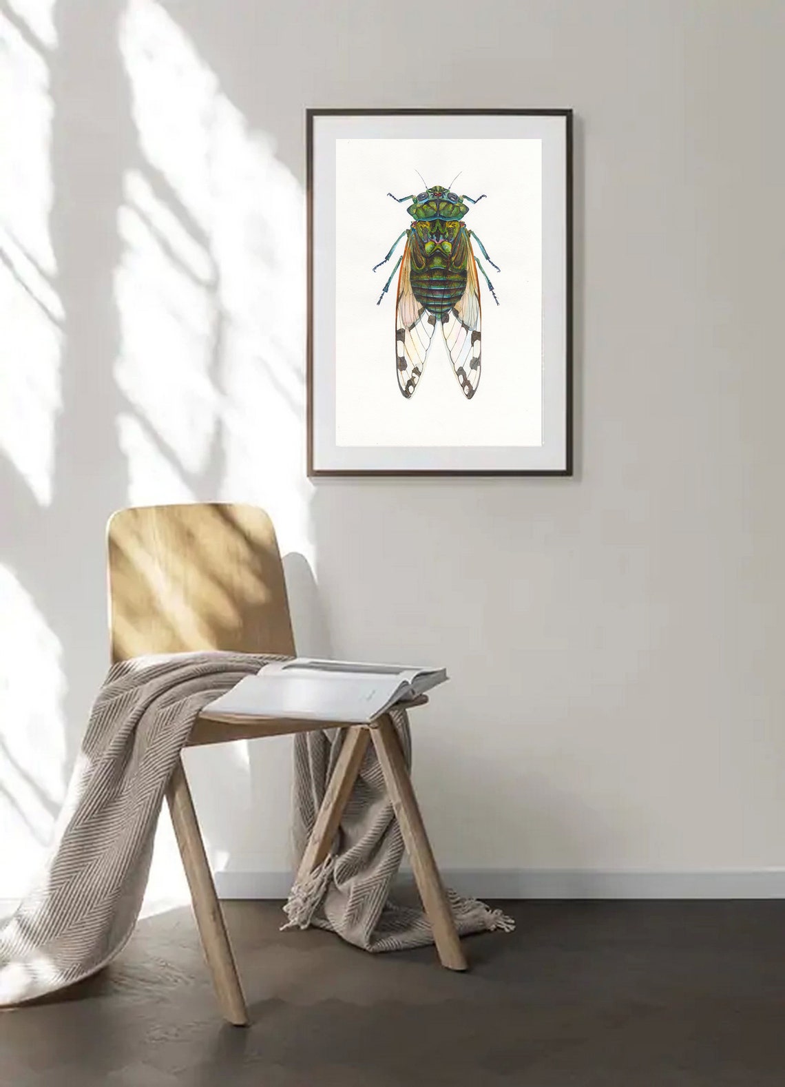 Cicada Art Print. Watercolor Painting Large Insect Wall Decor. | Etsy