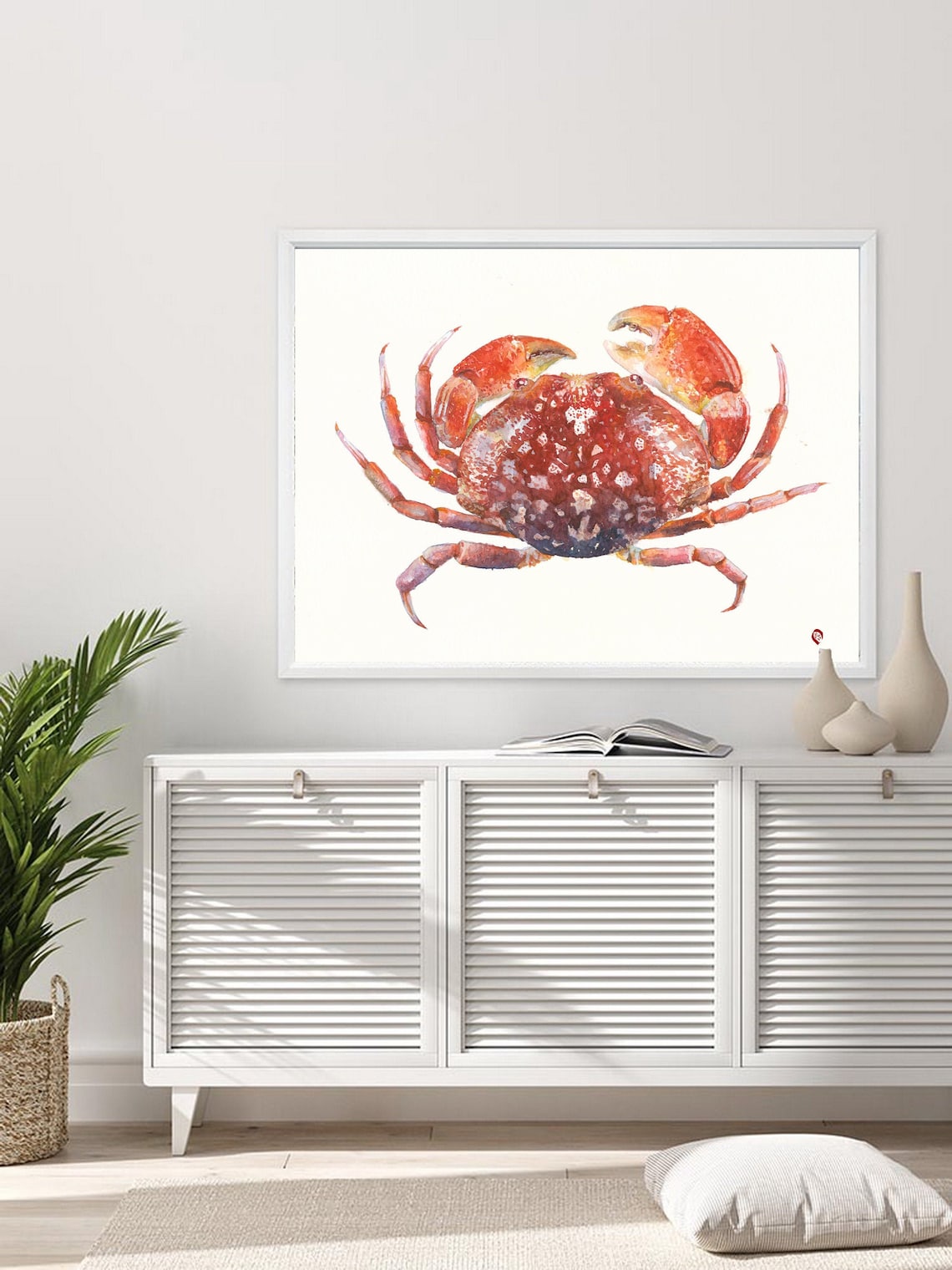 Red Crab Art Print. Watercolor Giclee Print. Sea Life Wall | Etsy