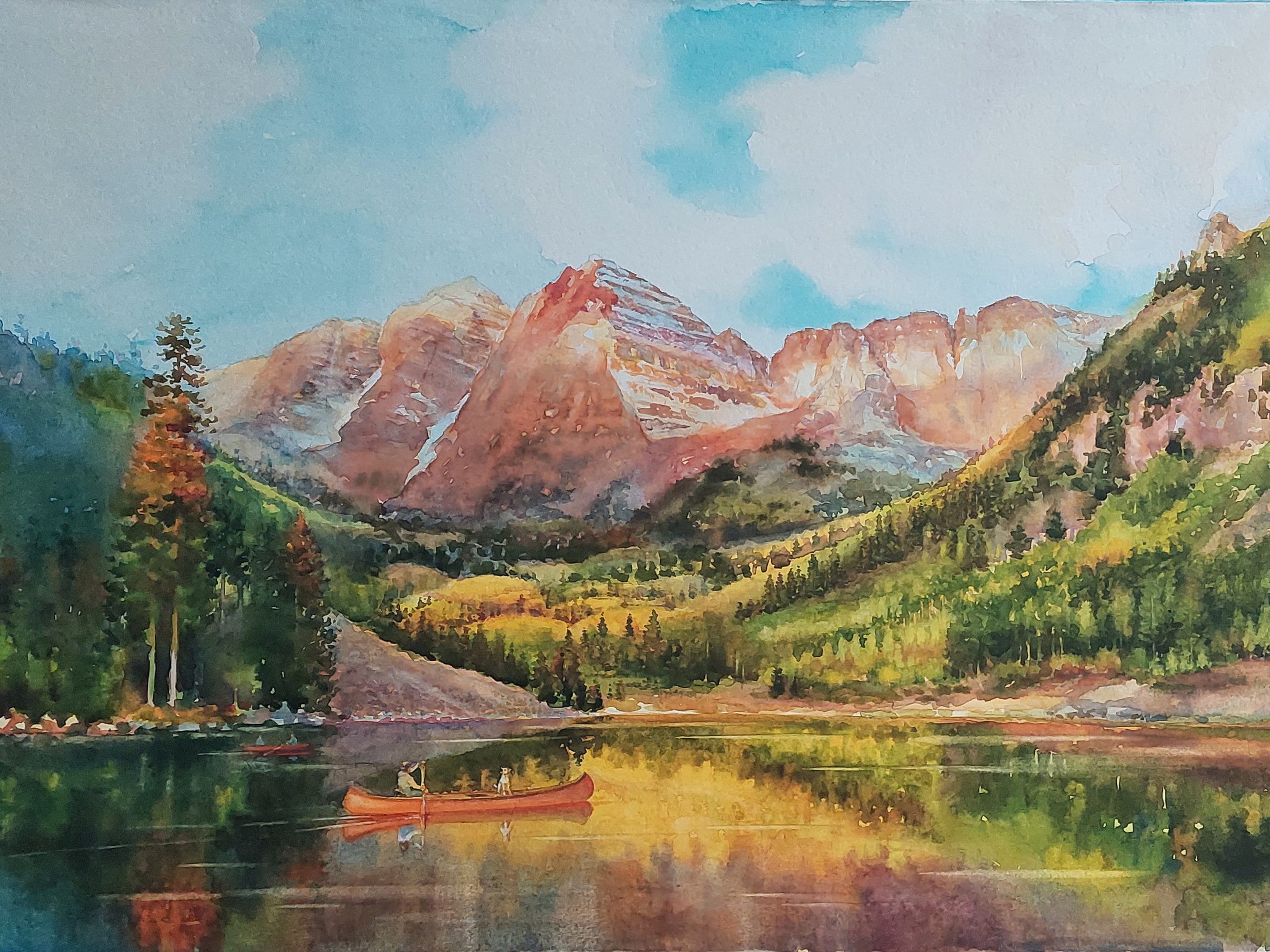 Colorado Landscape. Maroon Bells. Print From an Original Watercolor ...