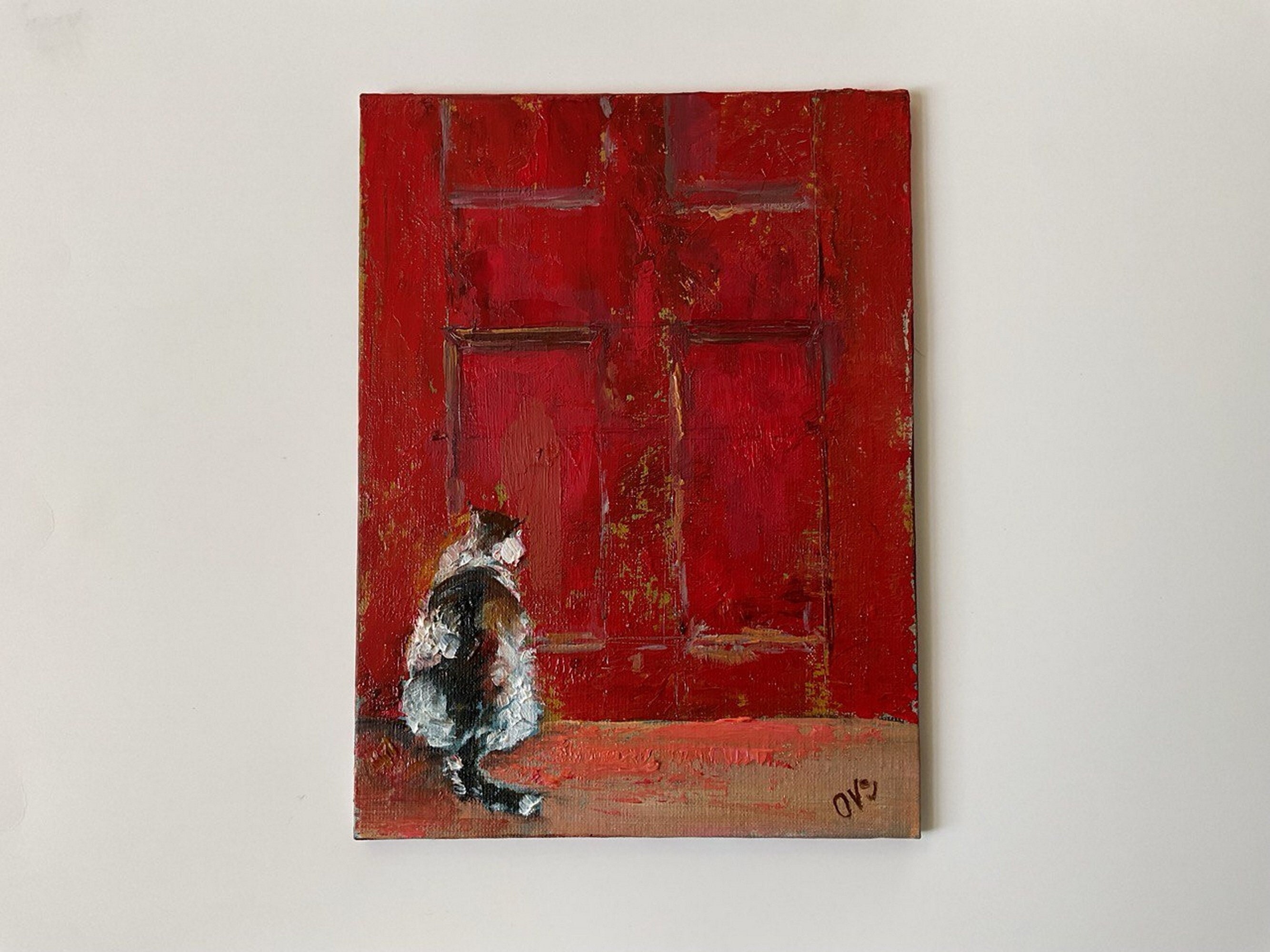I'm Home Original Oil Painting. Small Oil Painting on Canvas. Old Red ...