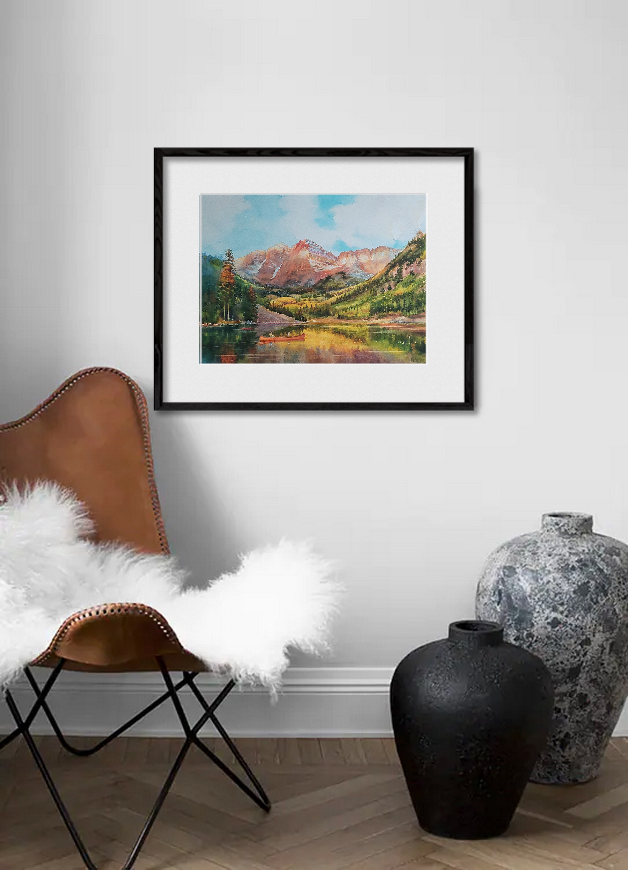 Colorado Landscape. Maroon Bells. Print From an Original Watercolor ...