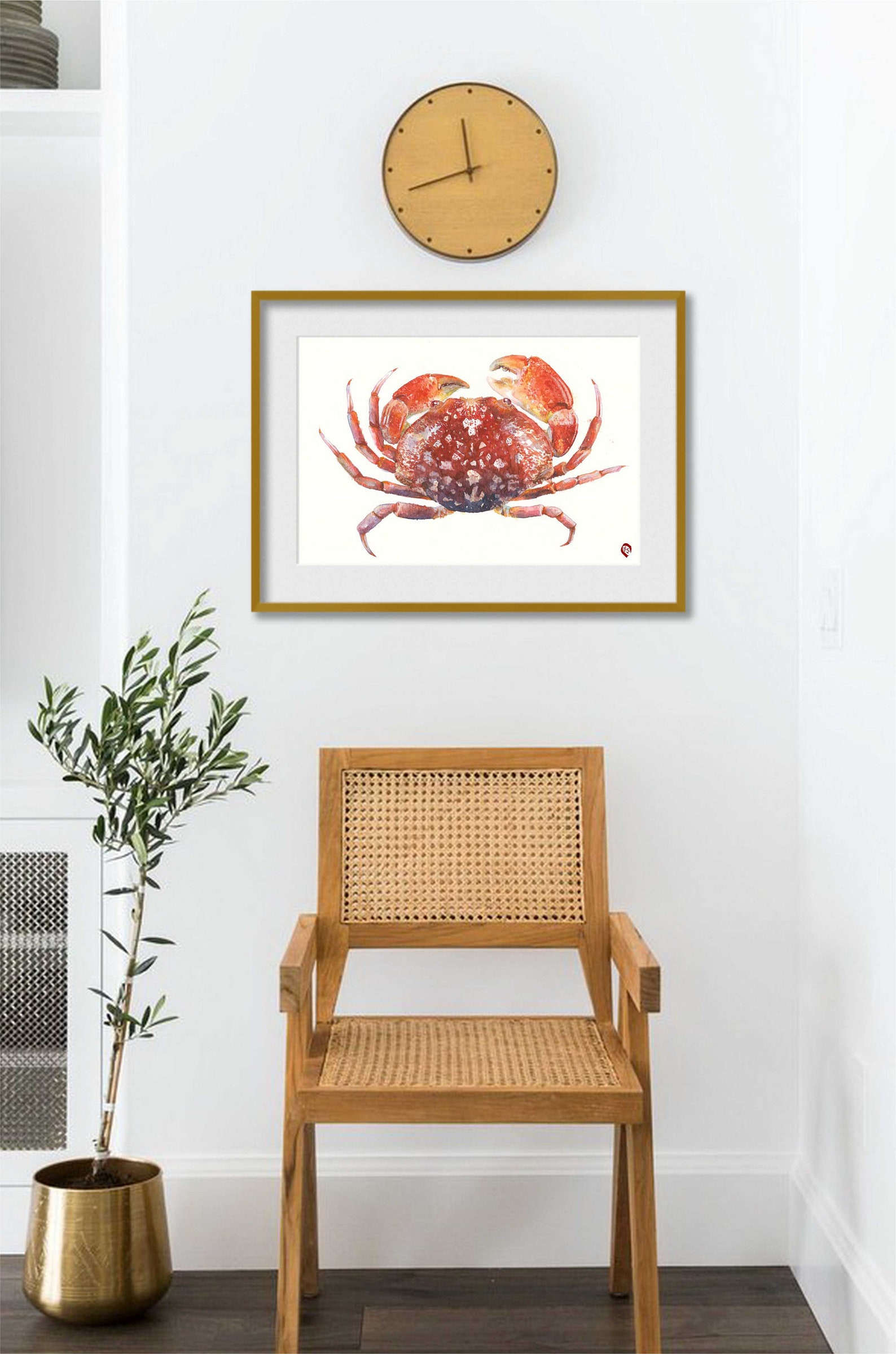 Red Crab Art Print. Watercolor Giclee Print. Sea Life Wall | Etsy