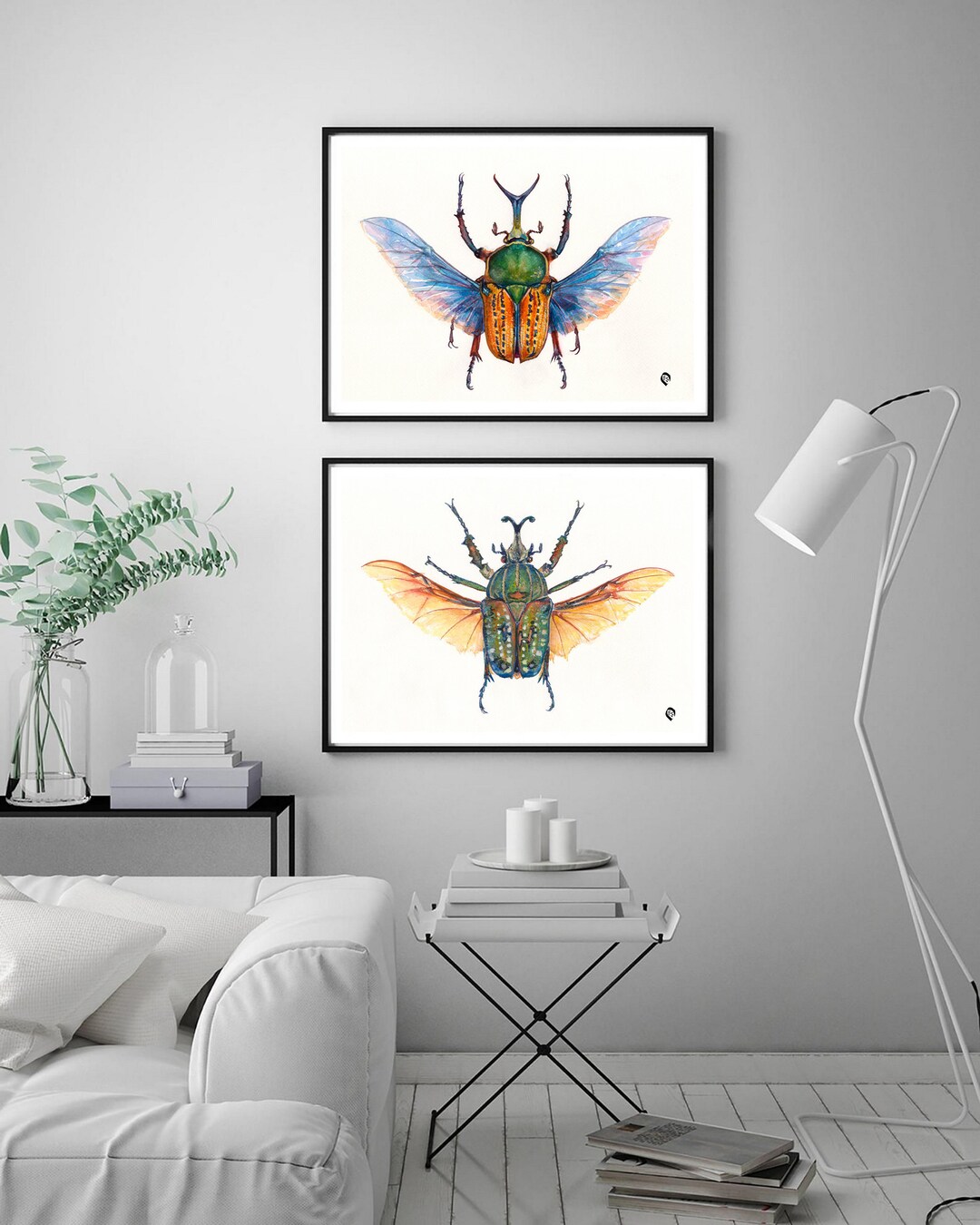 Insects Set of 2 Giant African Flower Beetles. Watercolor Art Prints by ...