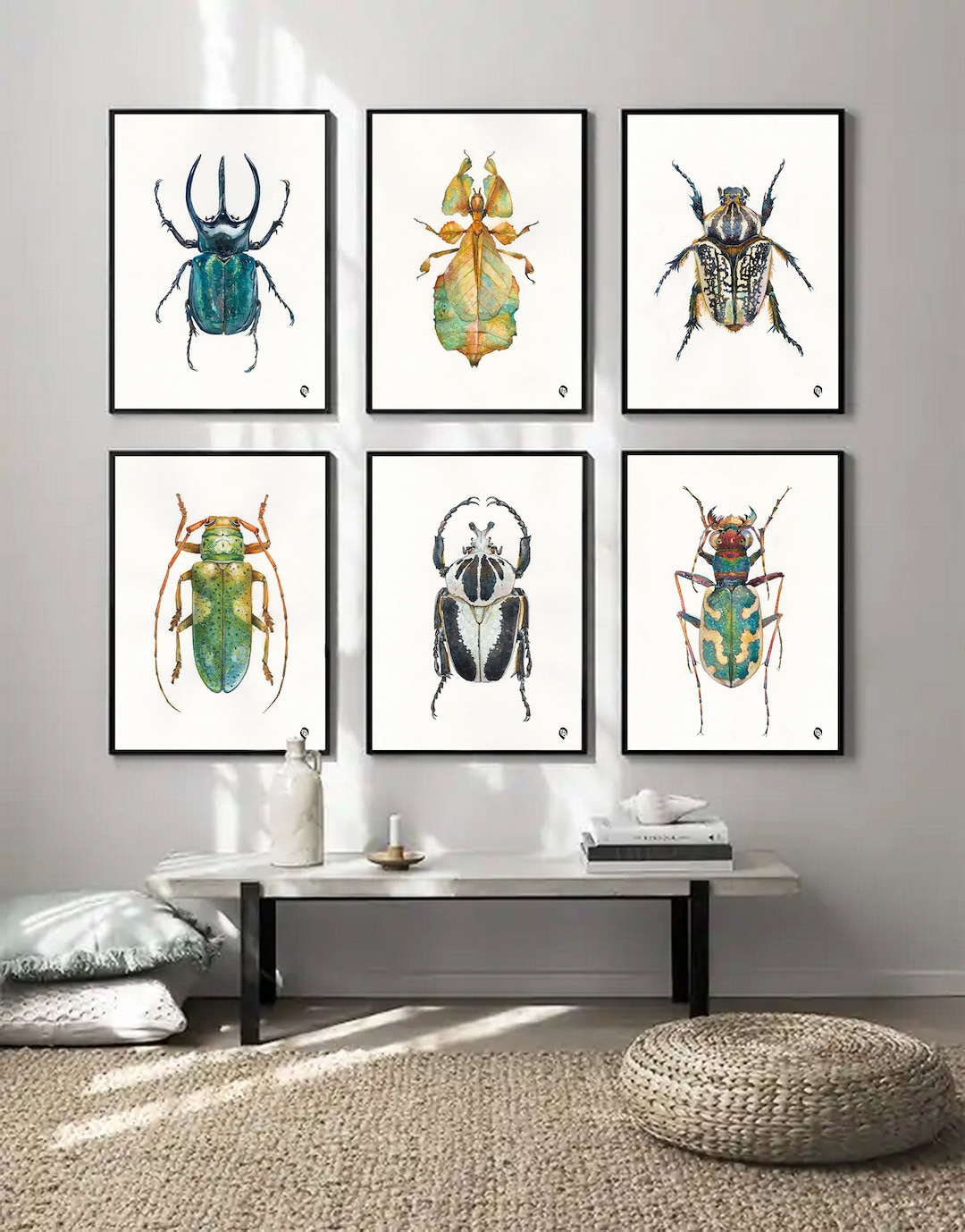 Beetles Art Prints Set of 6. Watercolor Bugs. Insects Wall Decor ...