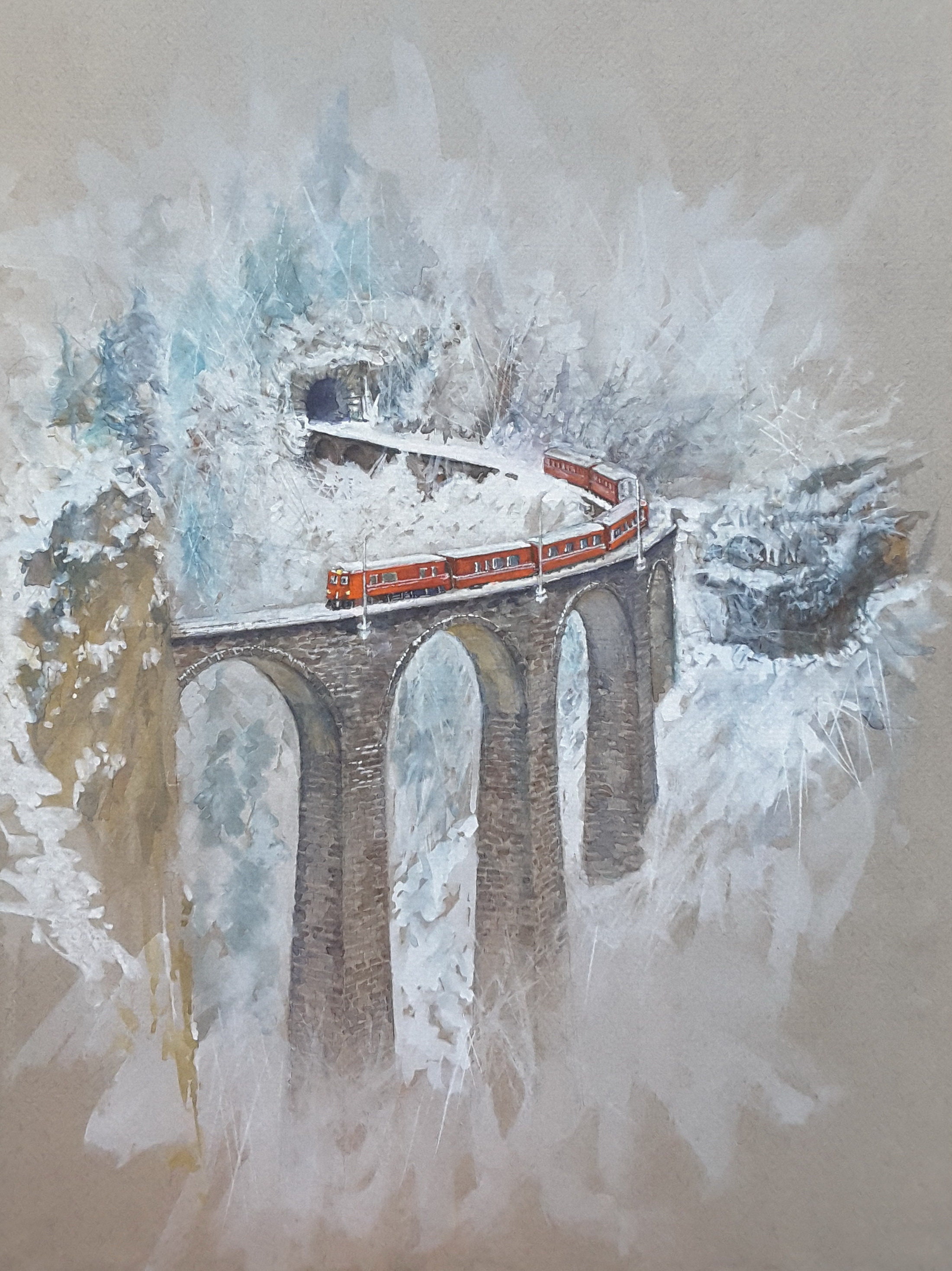 Bridge Art Print From an Original Watercolor Painting OVS. Red - Etsy