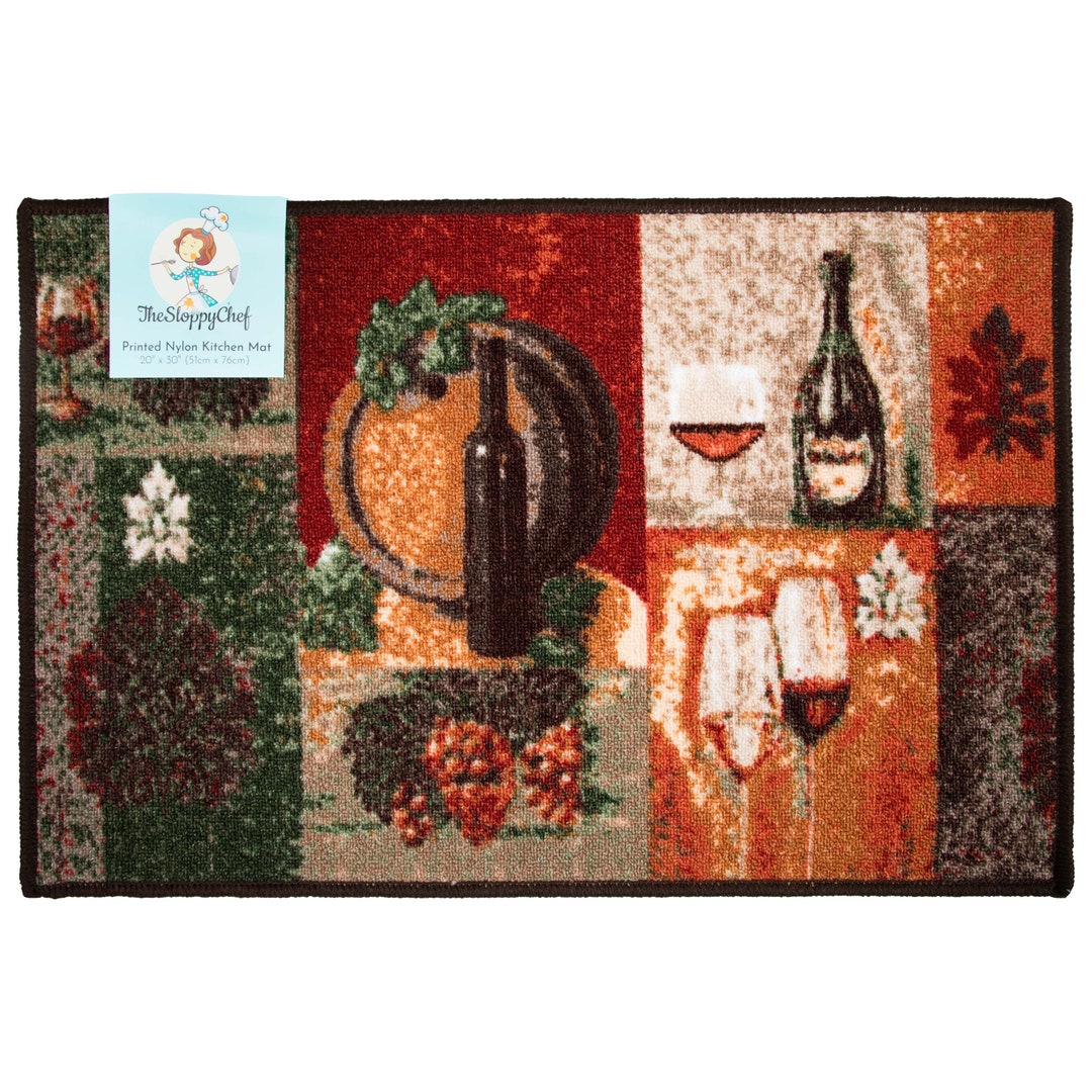 Sloppy Chef Printed Kitchen Area Rug, Size Options 20x30 or 20x60, Wine ...