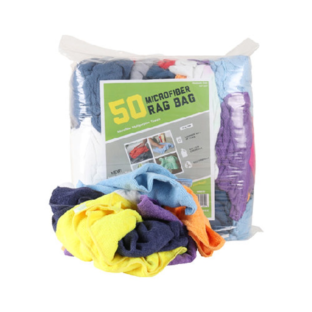 Microfiber Absorbent Cleaning Rags Bag of 50 Assorted Colors Reusable ...