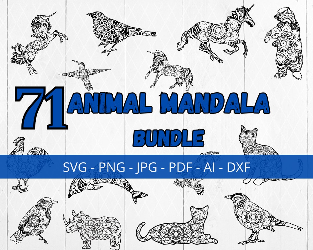 71 Animal Mandala Bundle SVG, Mandala Cut File, Animal SVG, Cutting ...