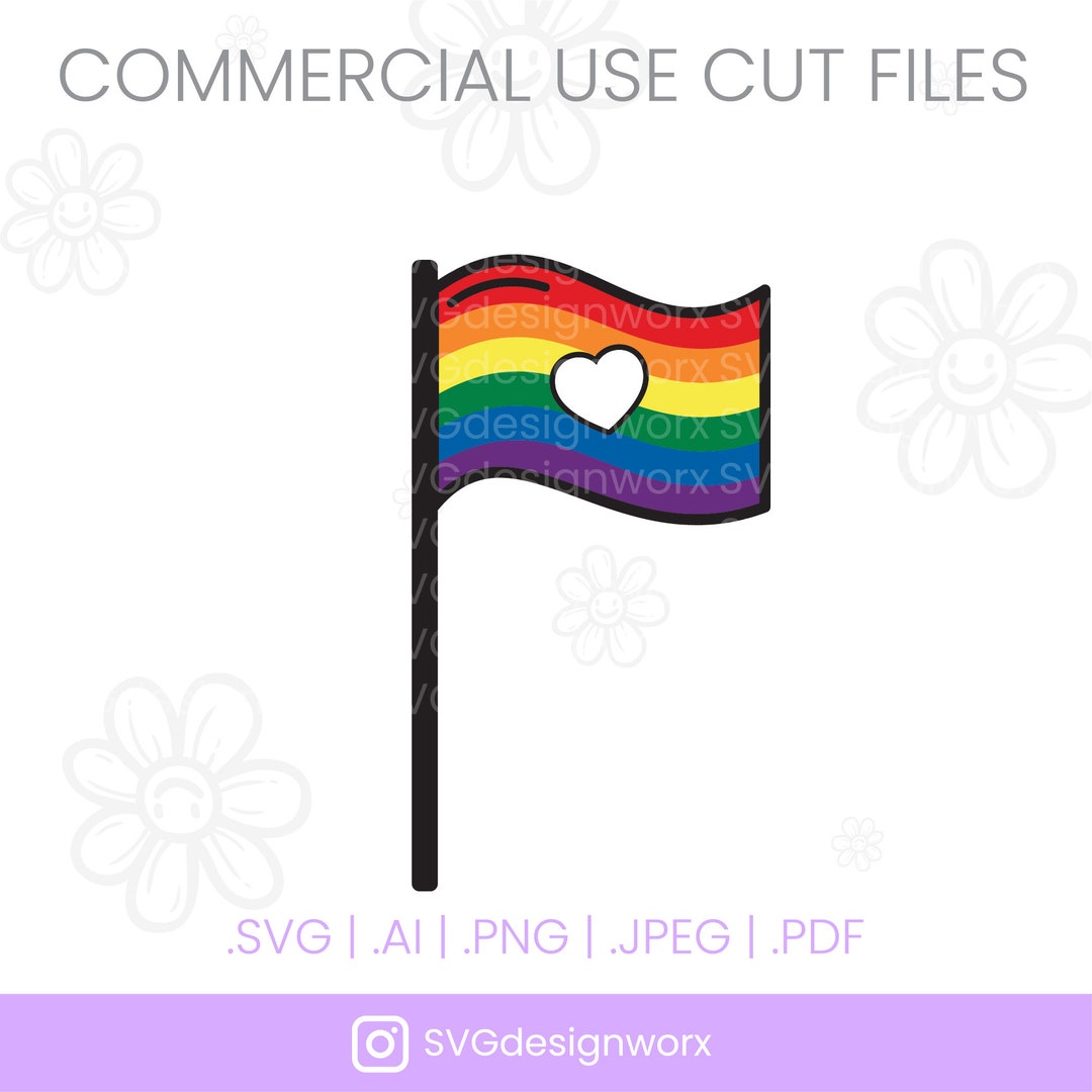 Rainbow Pride Flag With Heart Svg Cut File, Printable, Clipart, Digital ...