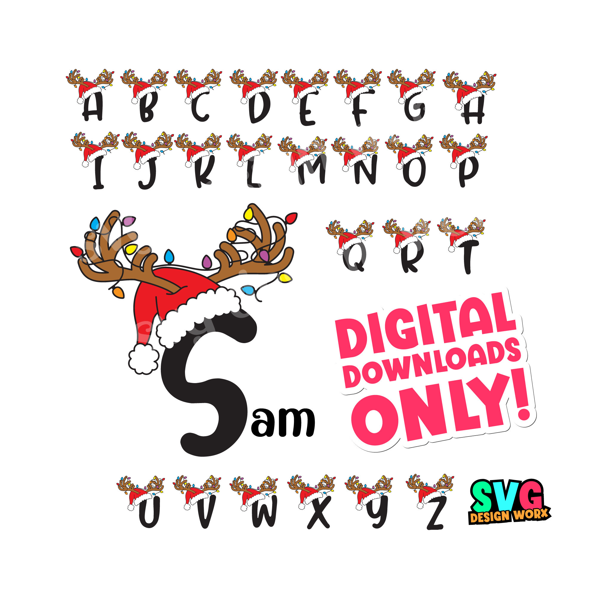Christmas Alphabet SVG Bundle SVG for Cricut A-Z Letters - Etsy