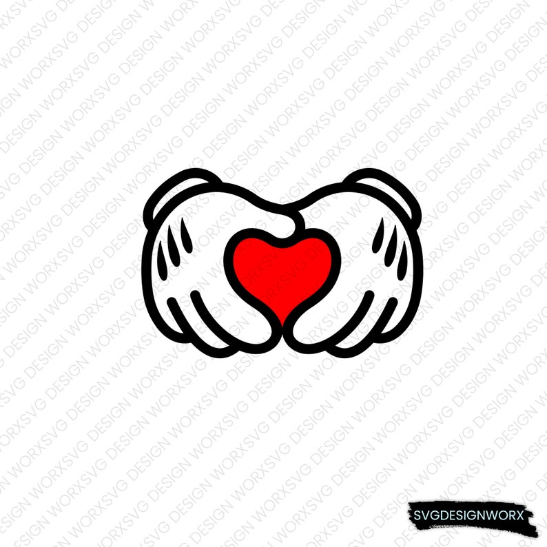 Manos de dibujos animados con corazón SVG, Mouse SVG, manos SVG, Linda ...