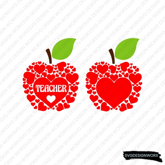 Teacher Apple With Hearts Clipart Teacher Appreciation Svg - Etsy Hong Kong