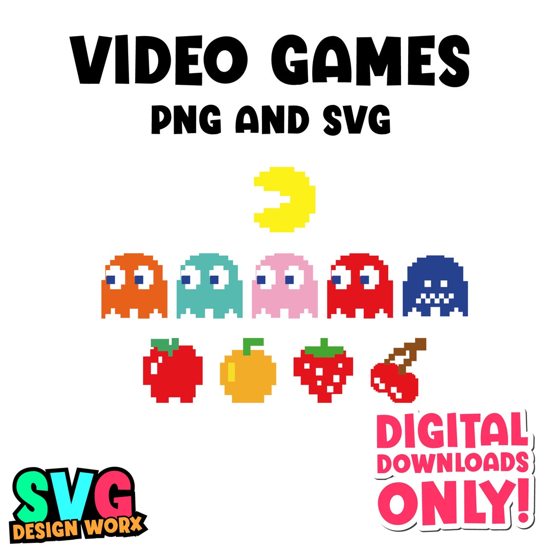 Retro Old Style Video Games, Pixel Art, Video Game PNG, Digital Files ...