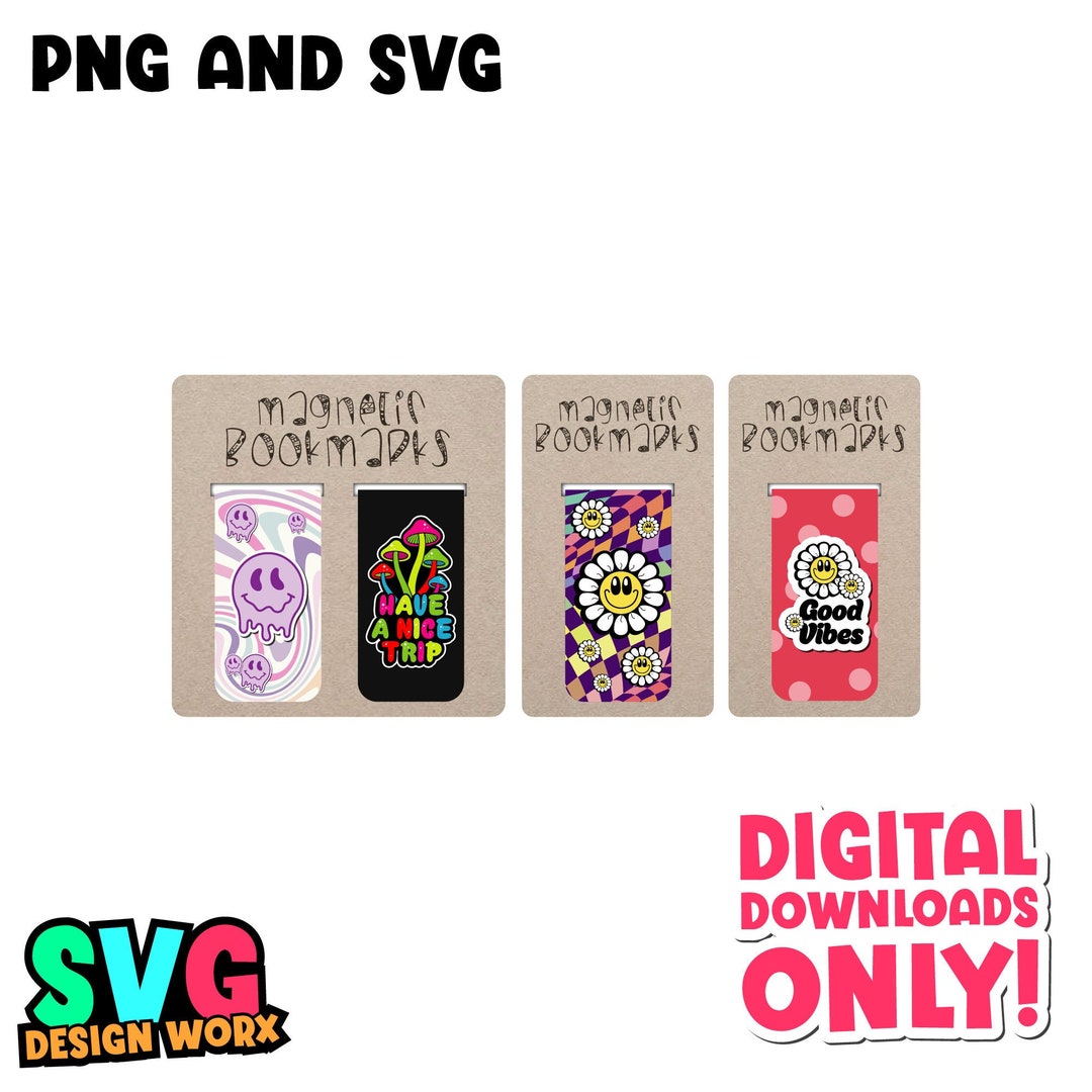 DIY Retro Magnetic Bookmarks, Printable Bookmarks, PNG, SVG Files ...