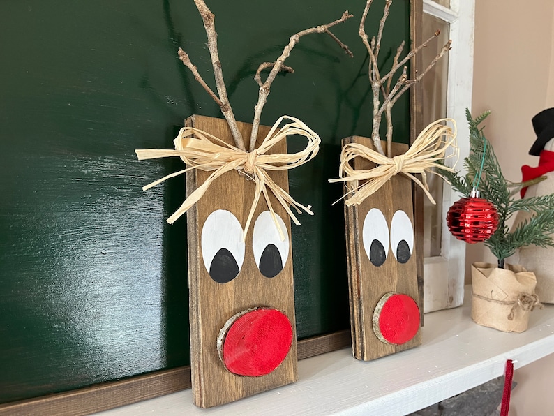Wood Christmas Decor, Rudolph, Wood Rudolph, Wood Rudolph Face - Etsy