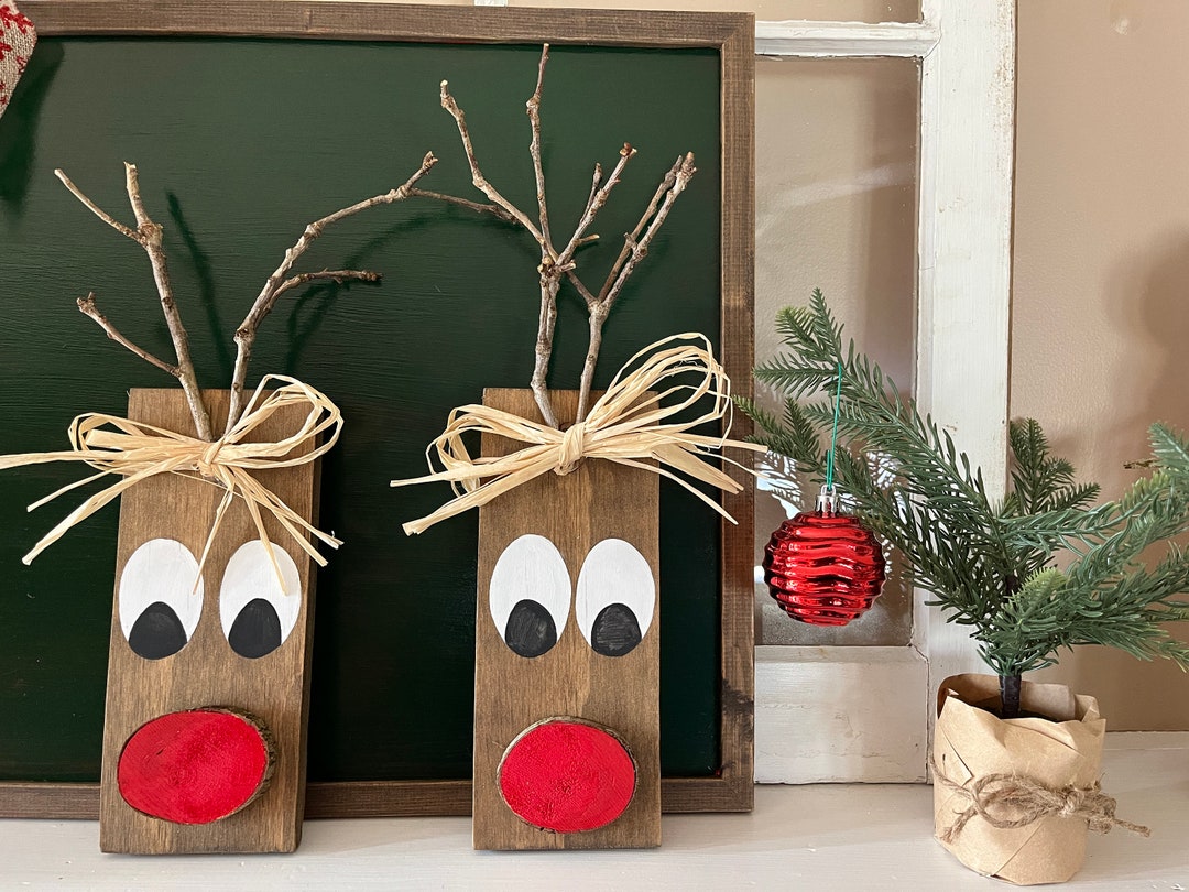 Wood Christmas Decor, Rudolph, Wood Rudolph, Wood Rudolph Face - Etsy