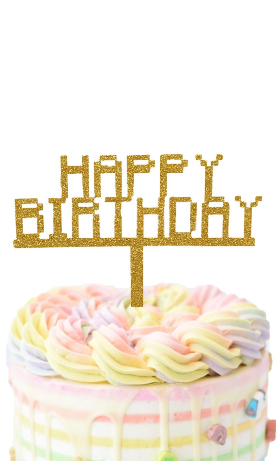 8 Bit Happy Birthday Cake Topper Retro Game Lovers | Etsy
