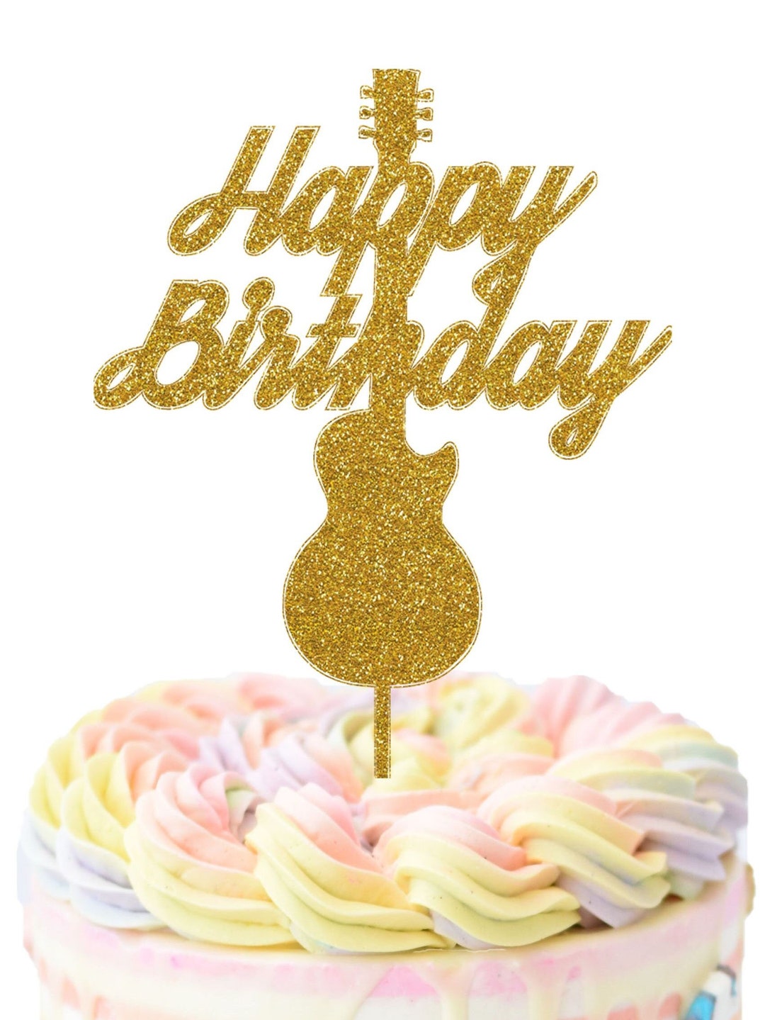 Happy Birthday With Electric Guitar Cake Topper - Etsy