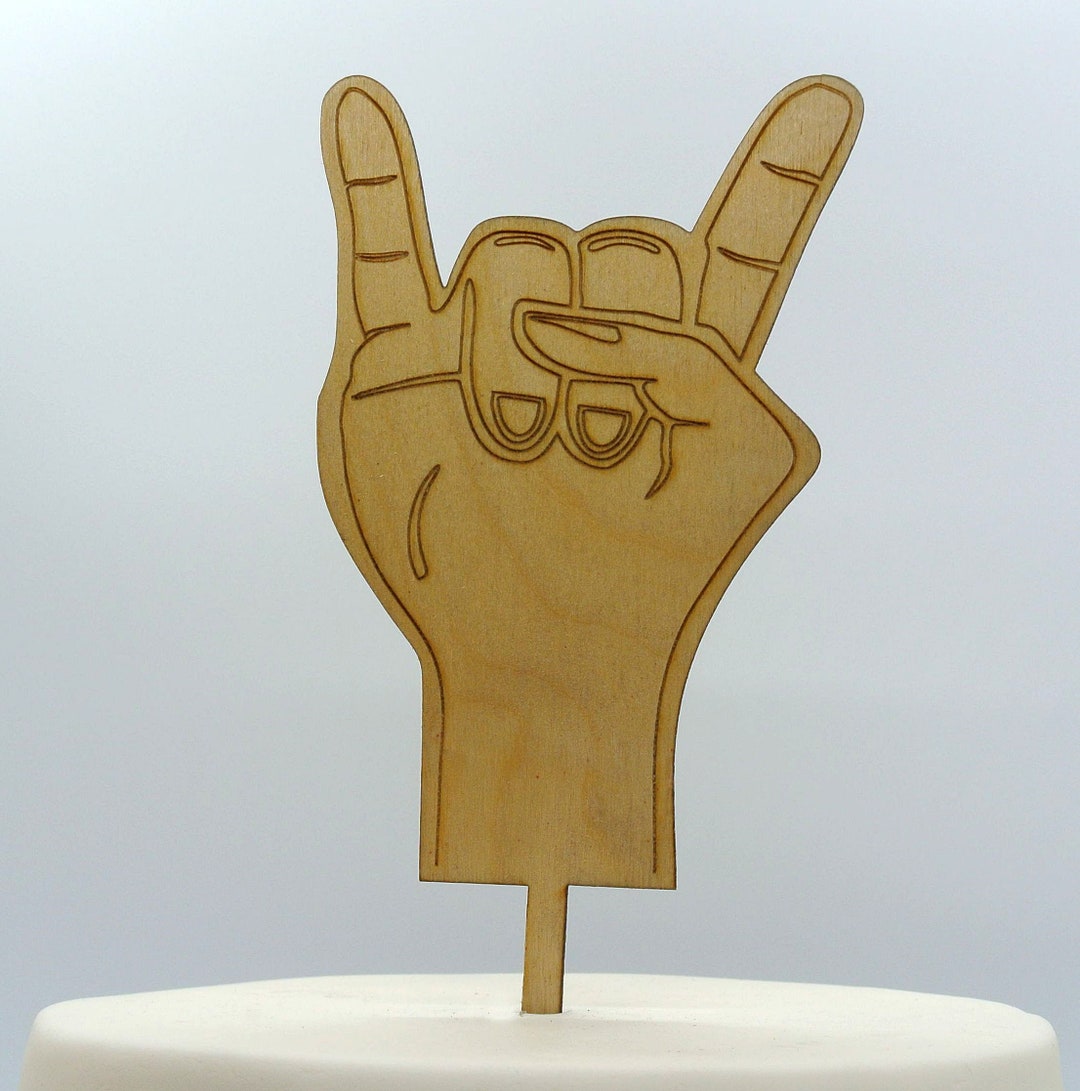 Rock on Hand Cake Topper: Birch Wood Heavy Metal Party Decor - Etsy