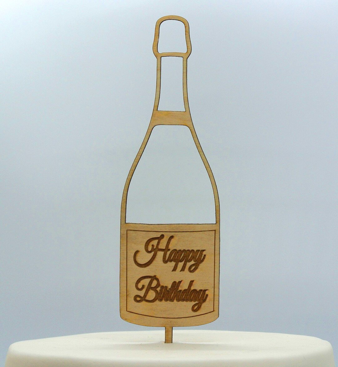 Champagne Bottle Cake Topper, Happy Birthday Cake Topper, Wood Cake ...