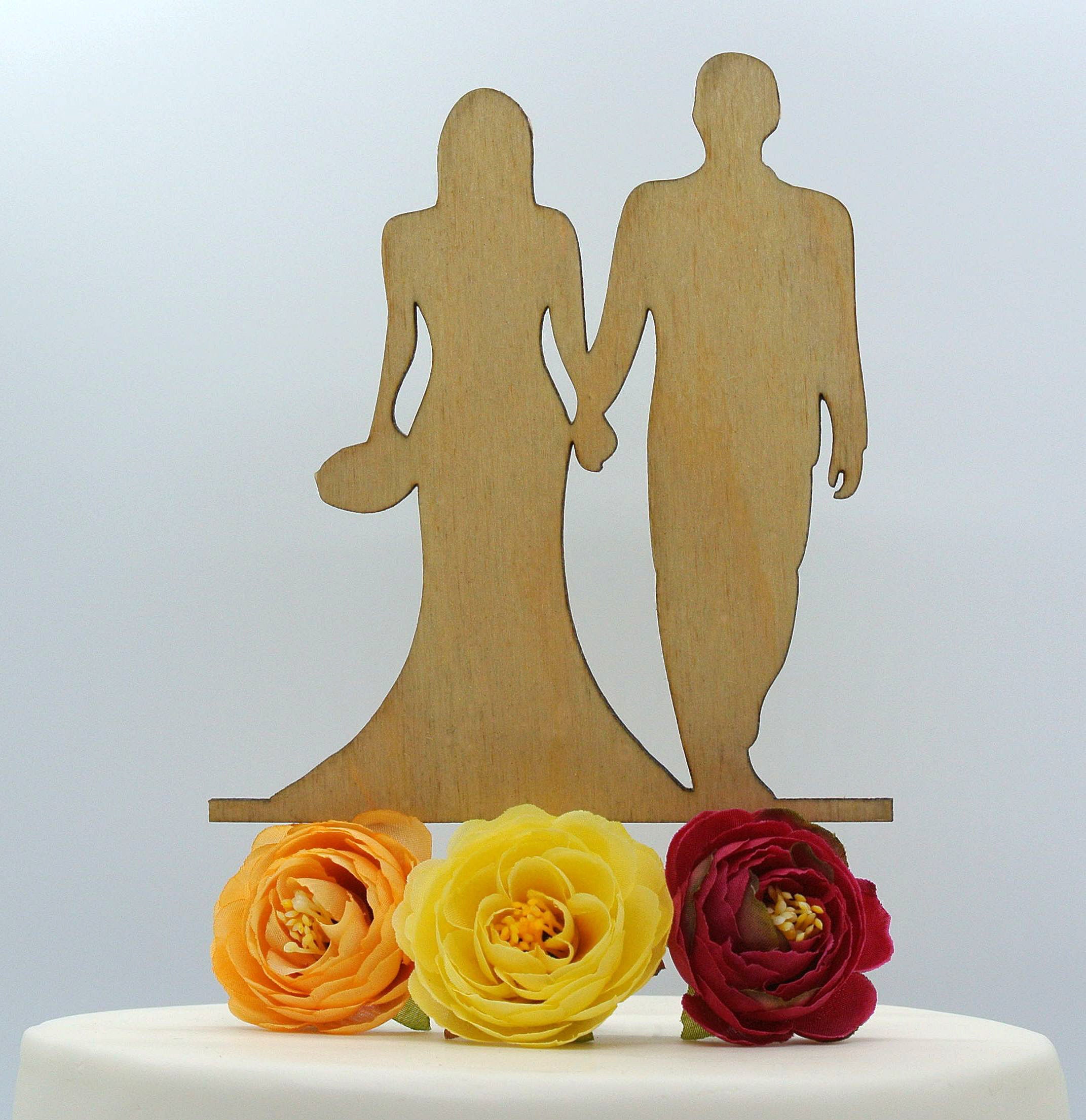 Bride and Groom Holding Hands Cake Topper Wedding Cake - Etsy UK