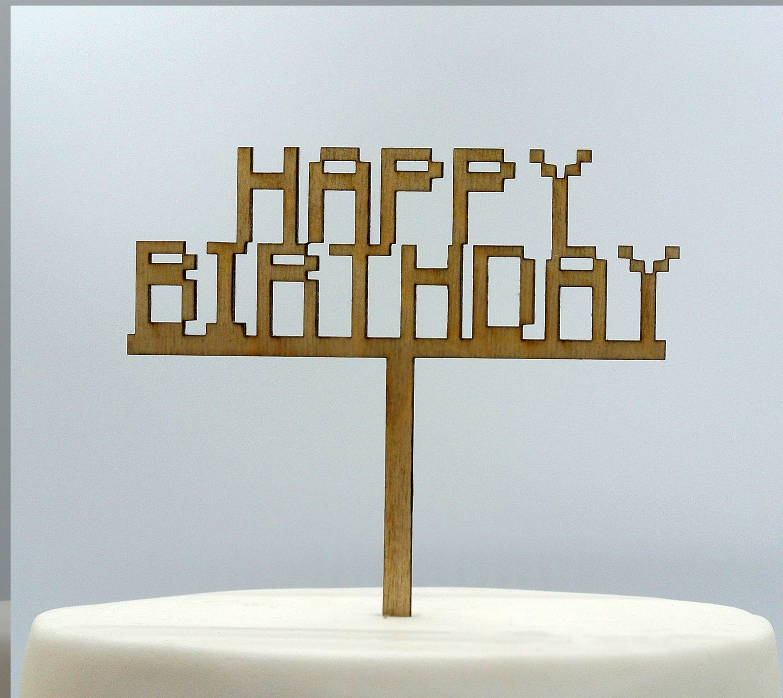 8 Bit Happy Birthday Cake Topper, Retro, Game Lovers, Wood Cake Topper ...
