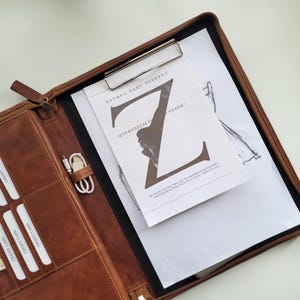 Personalized Logo Engraved Leather Portfolio Zippered Portfolio for Men ...