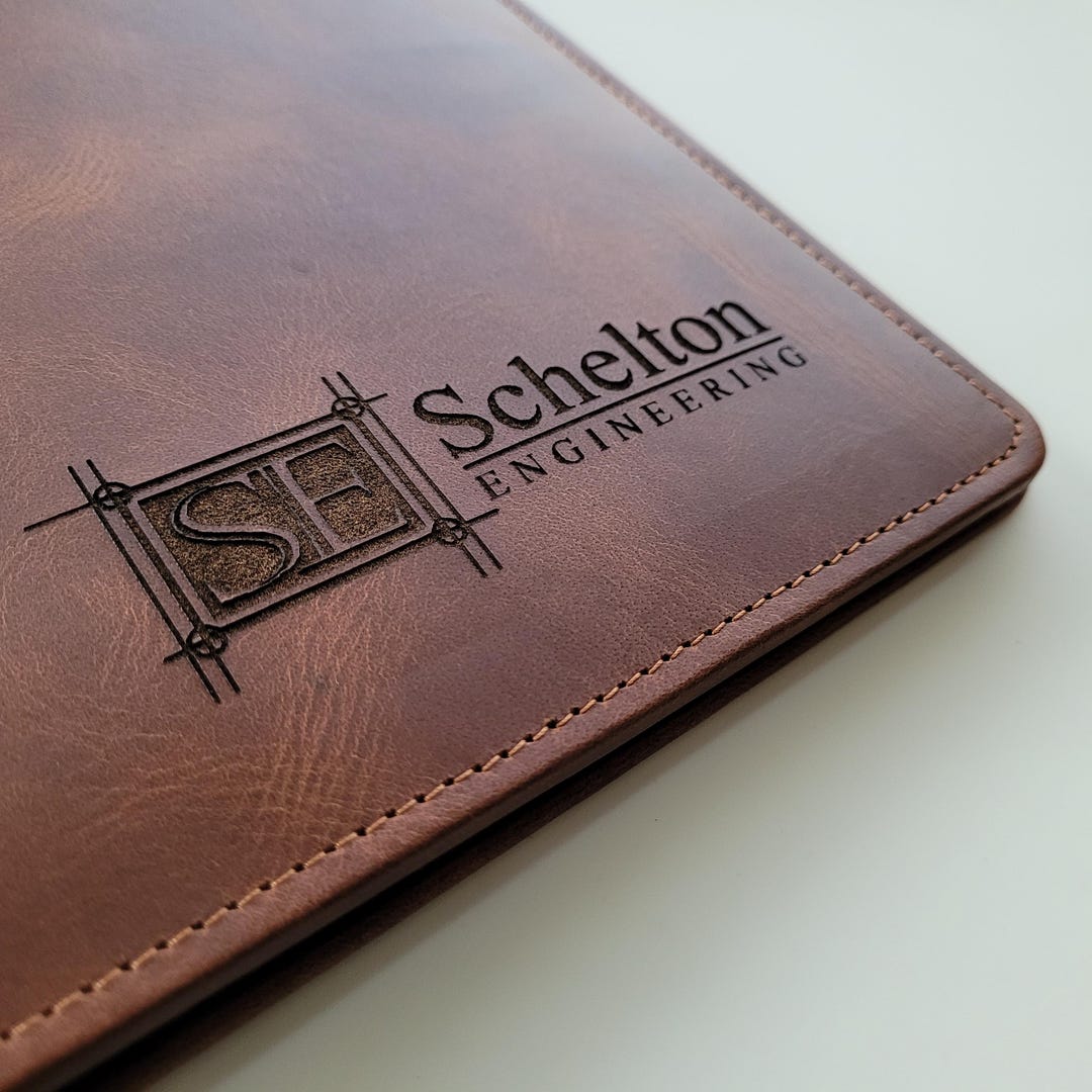 Personalized Logo Engraved Leather Portfolio Zippered Portfolio for Men ...