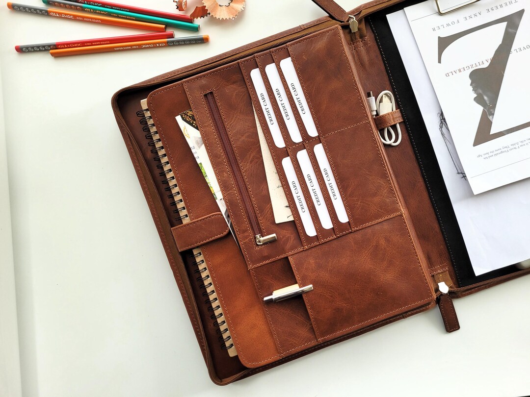 Personalized Leather Portfolio for Men, Leather Padfolio With Clipboard ...