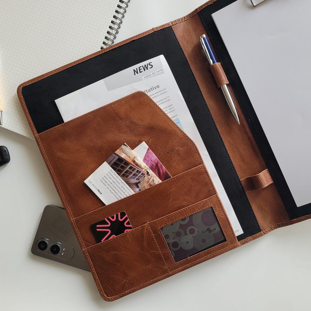 Custom Leather Portfolio, Portfolio for Letter Size Notepad, Padfolio ...