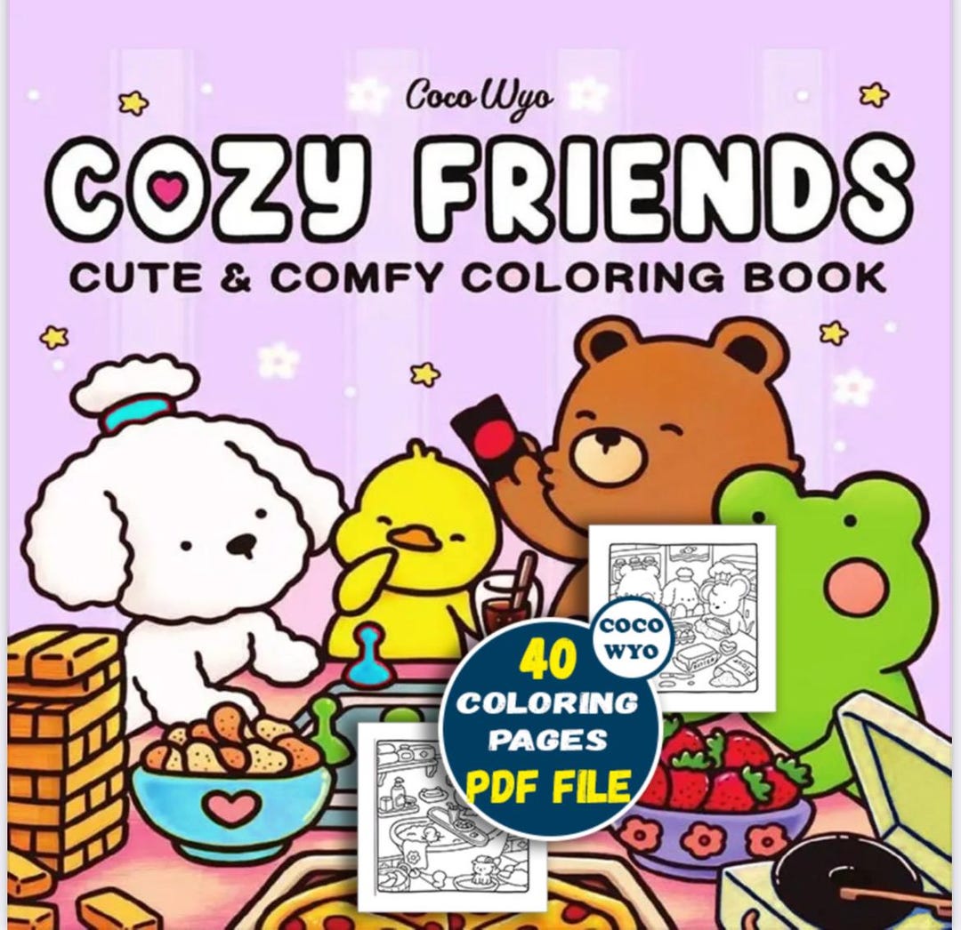 Coco Wyo Cozy and Cute Bold Easy Coloring Book Printable Pages - Etsy