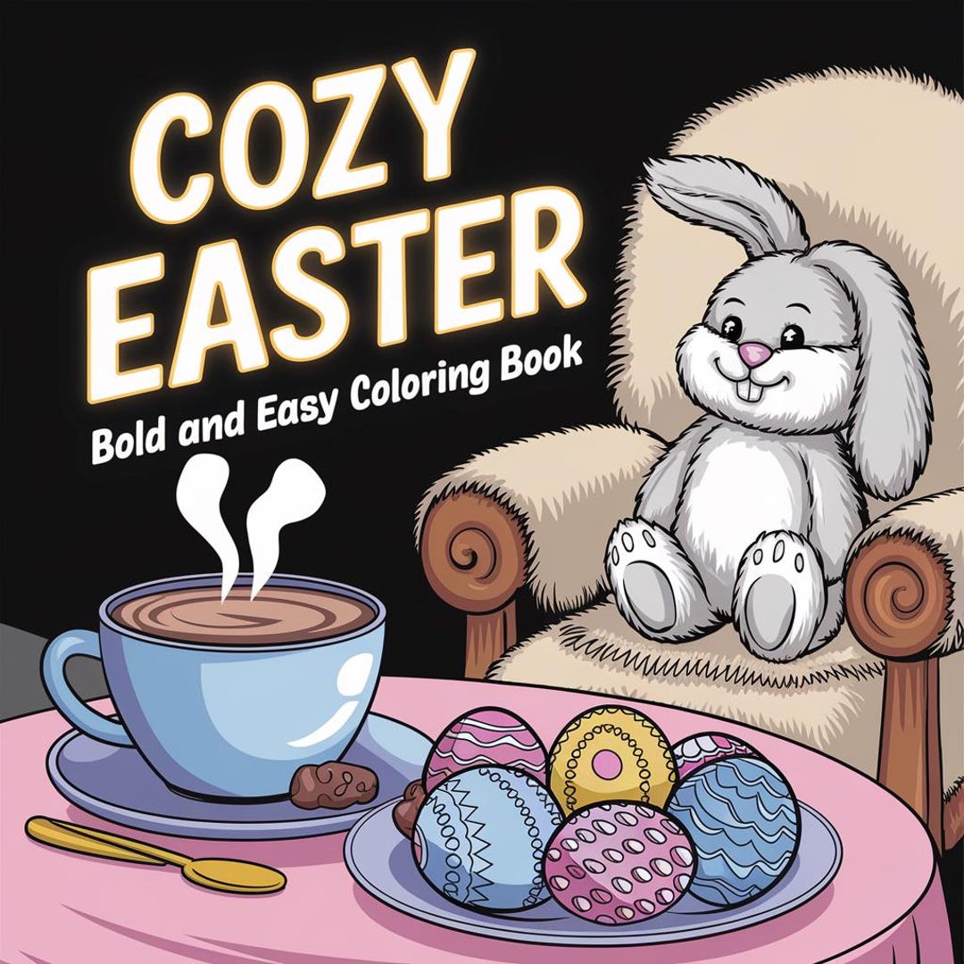 Cozy Easter Bold and Easy Coloring Book Digital Download 124 Pages High ...