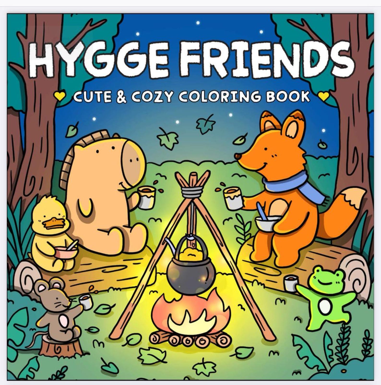 HYGGE FRIENDS 20 Page Coloring Book Cute and Cozy Instant Download ...