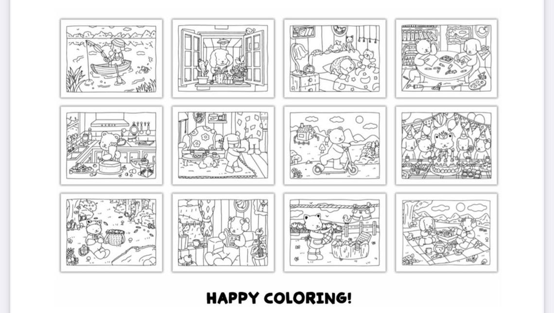 HYGGE FRIENDS 20 Page Coloring Book Cute and Cozy Instant Download ...