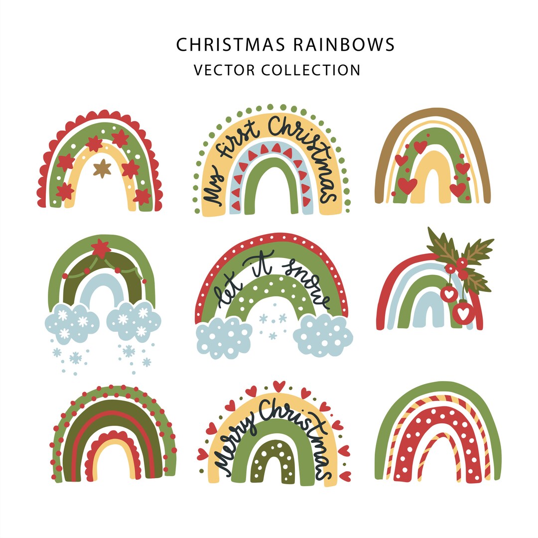 Christmas Rainbows Svg Png Printable Christmas Elements Downloadable ...