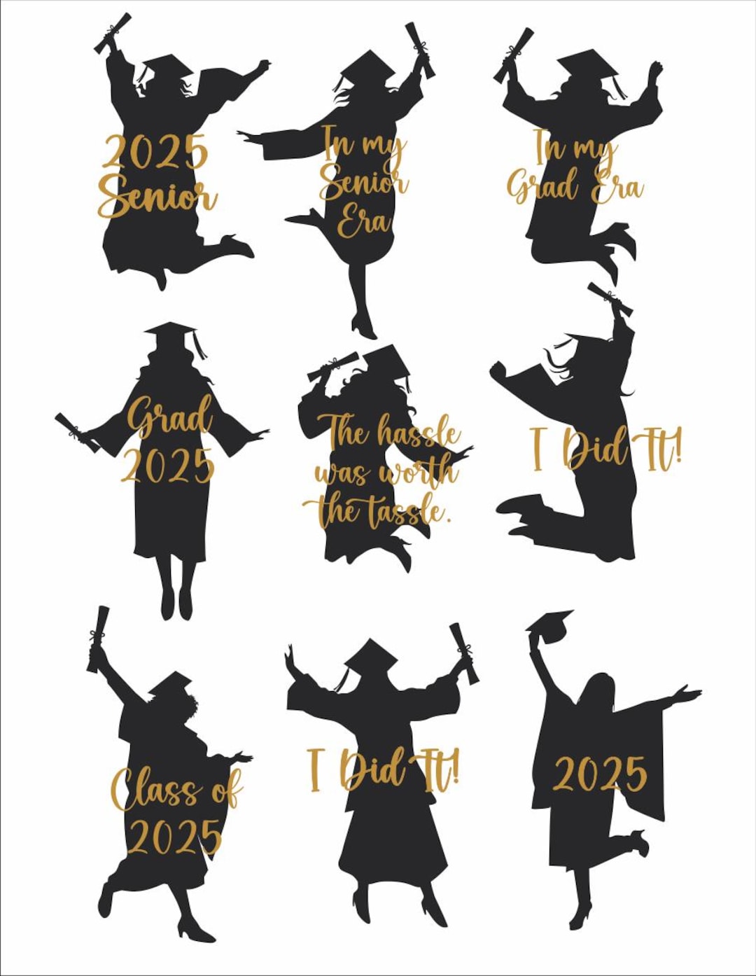 Grad Girl Silhouette Graduation 2025 Gold Svg Png Eps Grad Girls ...