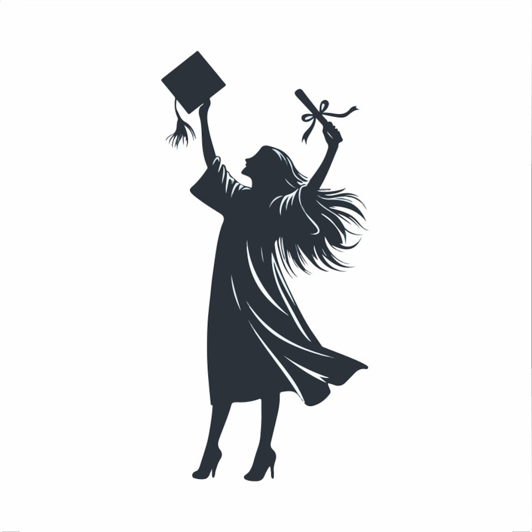 Grad Girl Silhouette Graduation 2024 Svg Png Grad Silhouettes Girl Boy ...