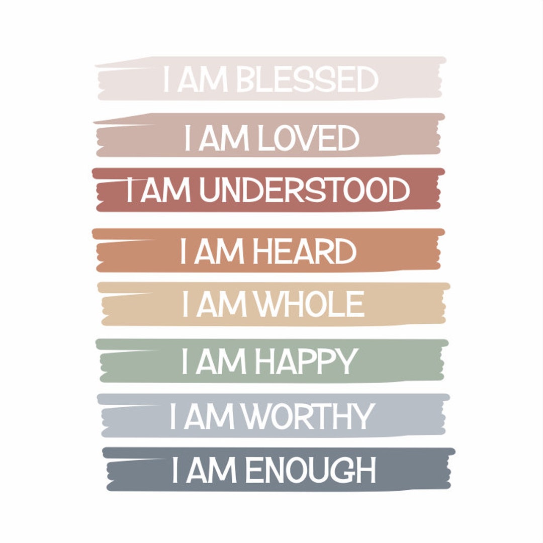 Inspirational Quote I Am Wall Art Positive Affirmations Digital Prints ...
