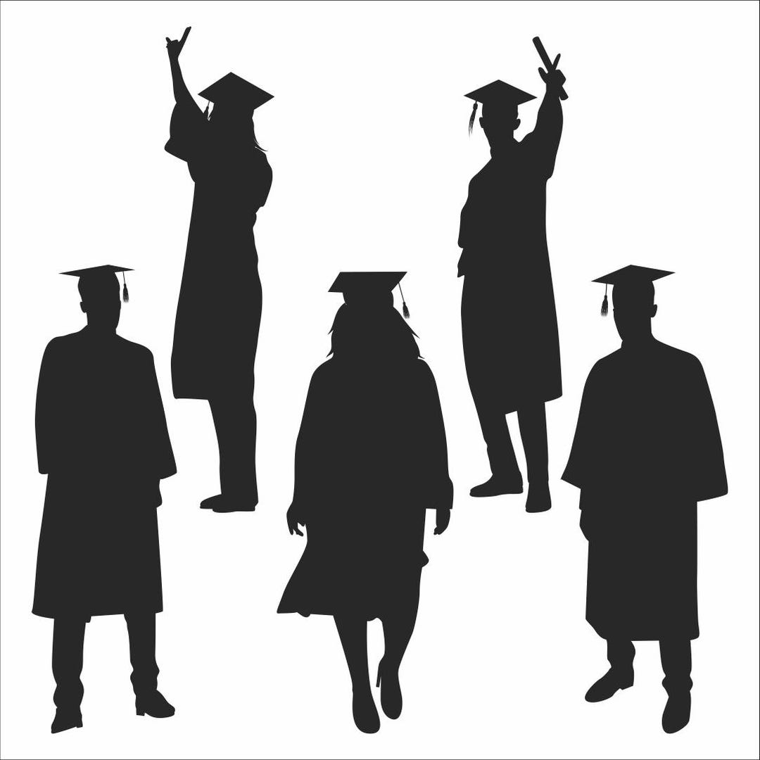 Grad Girl Boy Silhouette Graduation 2026 Svg Png Grad Silhouettes Girls ...
