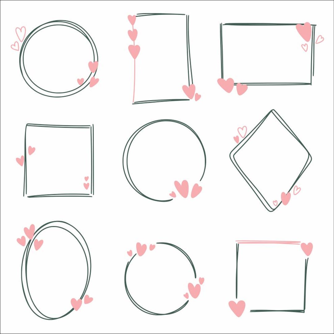 Hearts Printable Svg Png Heart Frame Digital Download File Digital ...