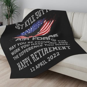 Air Force Retirement Gifts Personalized Air Force Retirement Blanket ...