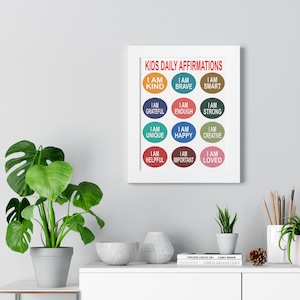Kids Positive Affirmations Printable Kids Inspirational Quote Wall Art ...