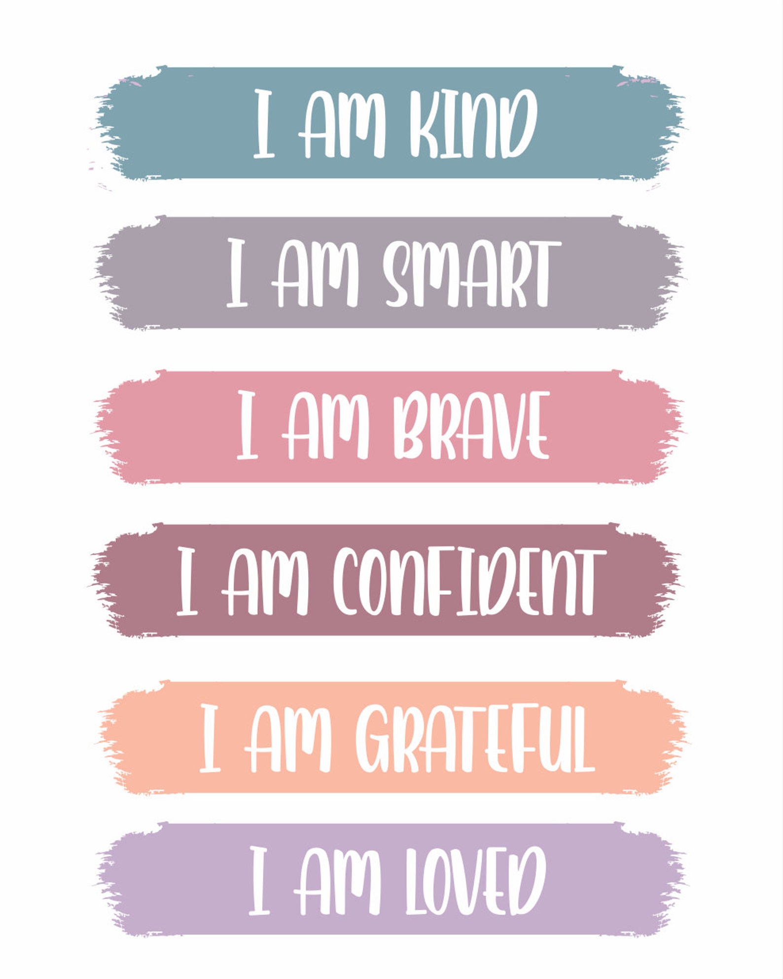 Printable Positive Affirmations for Kids I Am Affirmations Girls ...
