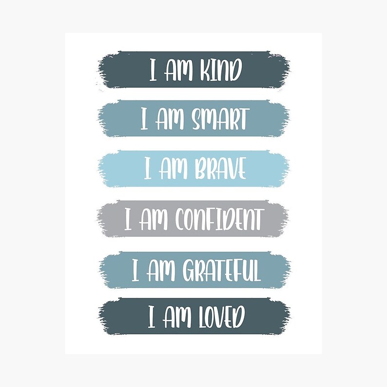 Positive Affirmations I Am Kids Wall Art Affirmations for Boys ...
